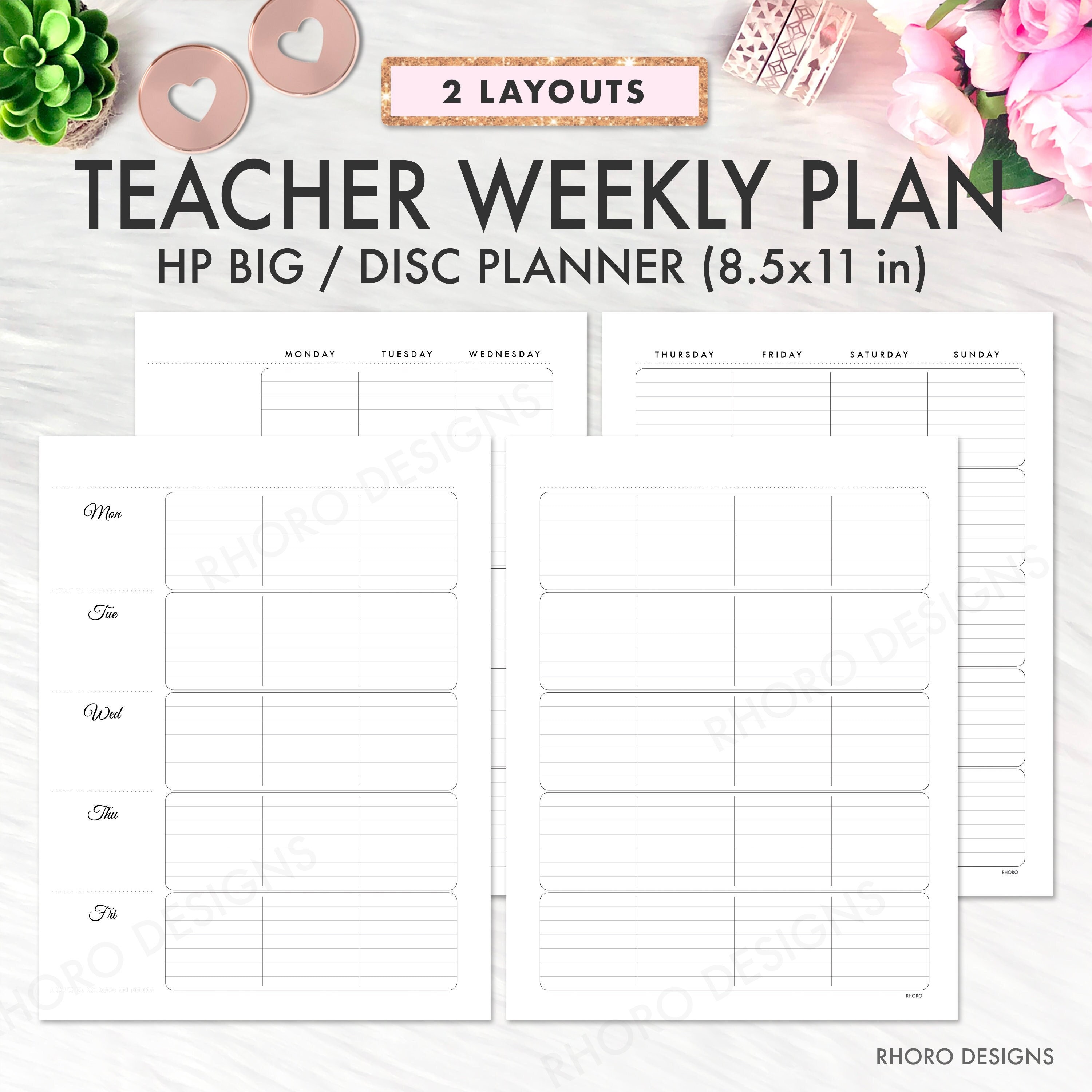 Teacher Happy Planner Big Printable Insert Teacher Weekly - Etsy Canada
