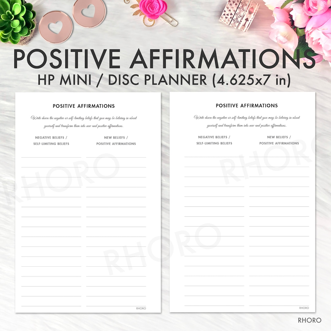 Positive Affirmations Printable Insert Happy Planner Mini, MINI Happy ...