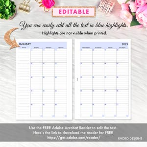 EDITABLE A5 Planner Inserts Printable, A5 Monthly Lined Inserts, A5 ...