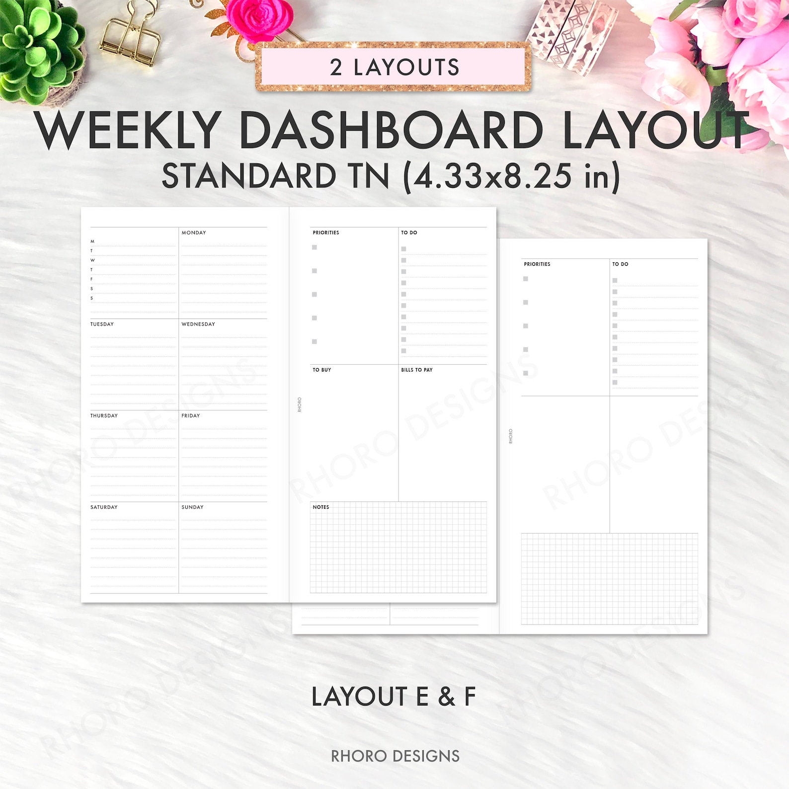 Standard Travelers Notebook Insert, Standard TN Weekly Insert, Weekly ...
