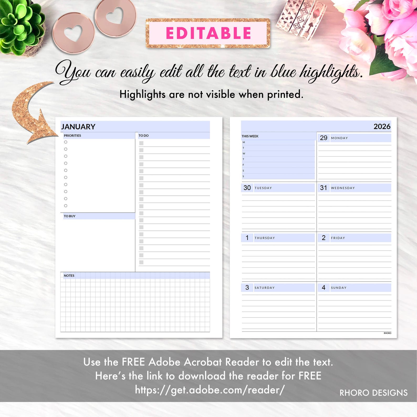 EDITABLE Dashboard Layout D CLASSIC Happy Planner Printable Insert ...