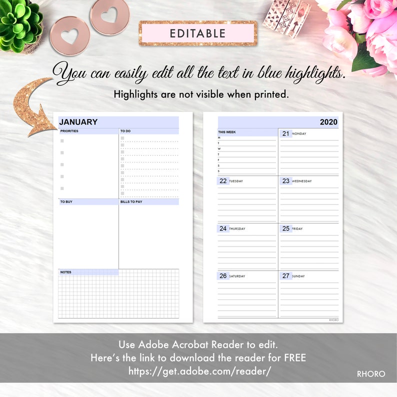 EDITABLE Happy Planner Mini Dashboard Layout Printable Insert Etsy