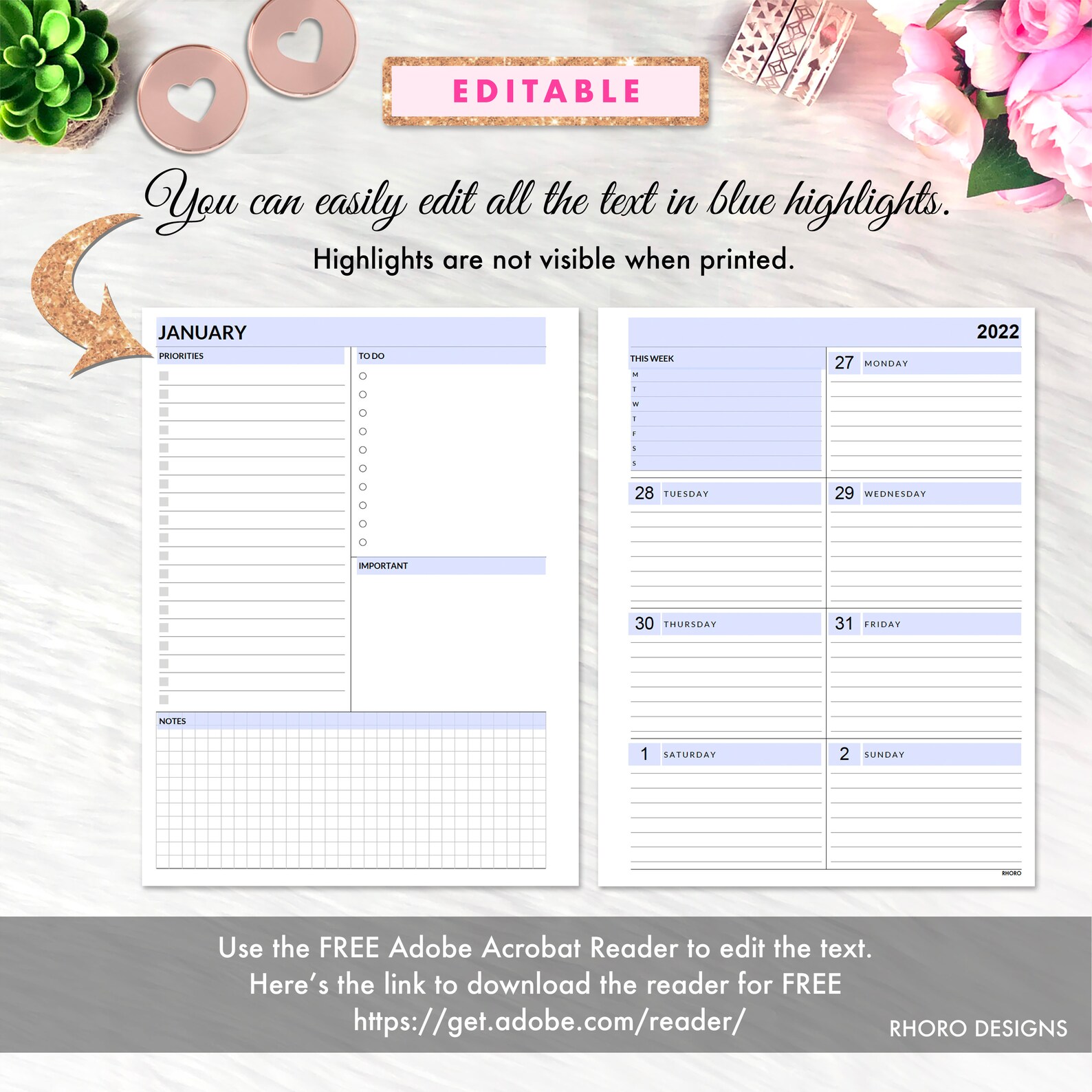 EDITABLE Happy Planner Dashboard Printable Happy Planner - Etsy