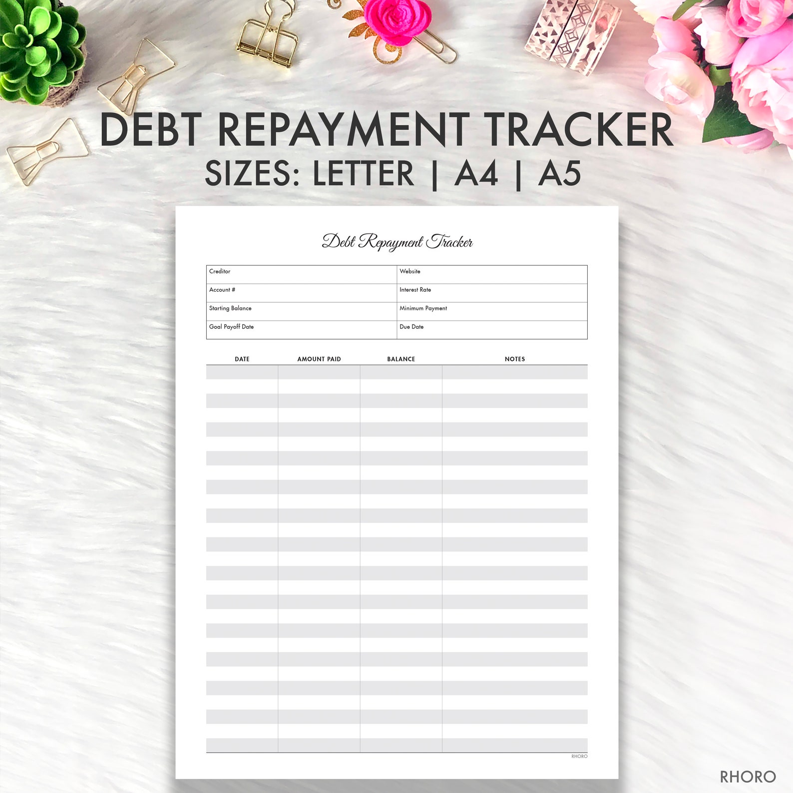DEBT REPAYMENT TRACKER Debt Repayment Tracker Printable Debt | Etsy