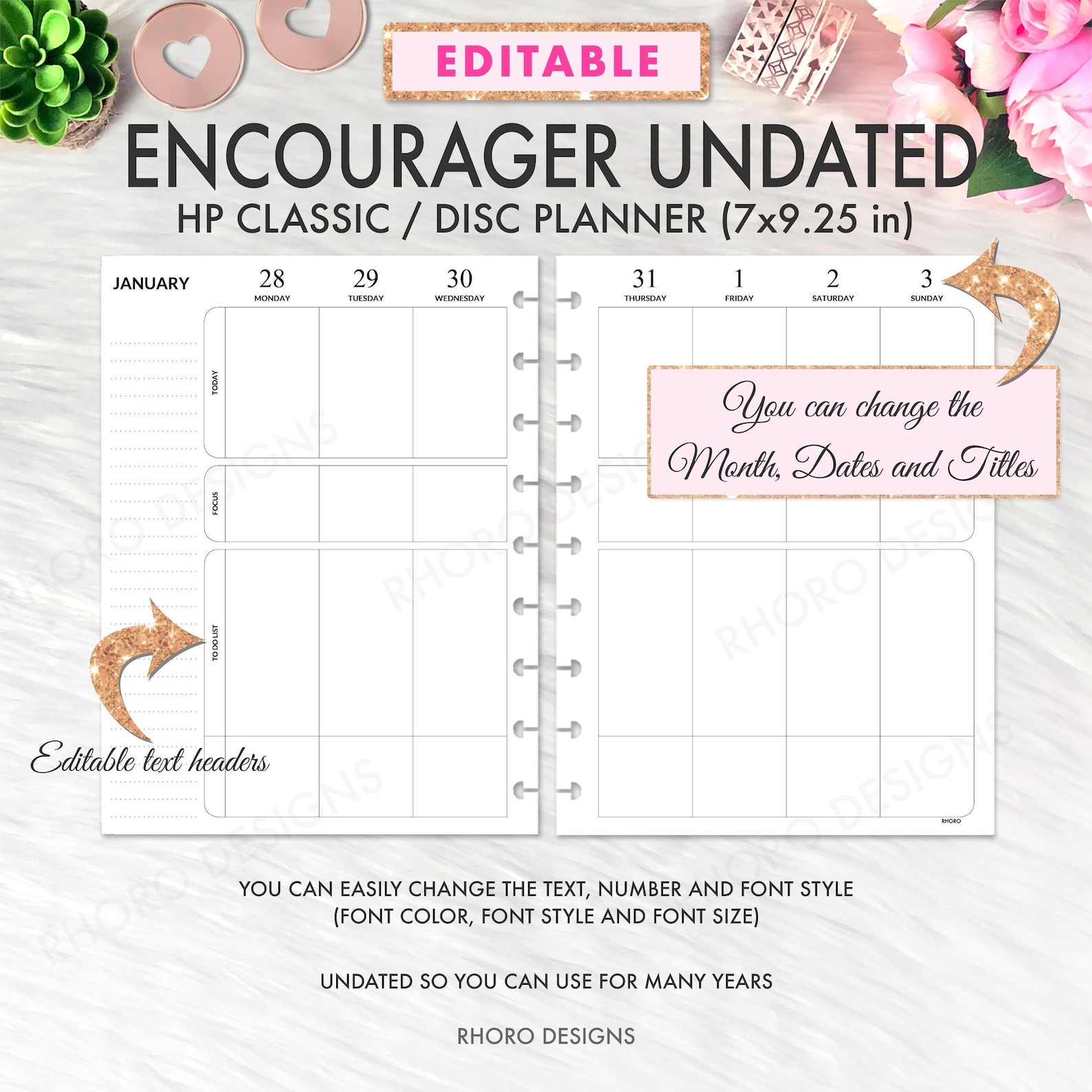 EDITABLE CLASSIC Happy Planner Encourager Wellness Fitness - Etsy