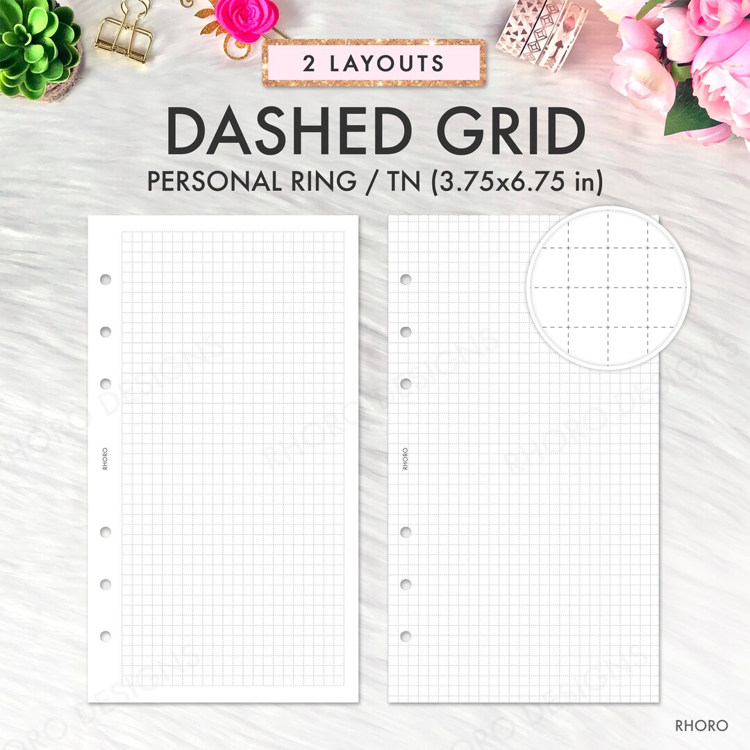 Personal Planner Inserts, Grid, Dashed Grid, Grid Printables, Personal ...