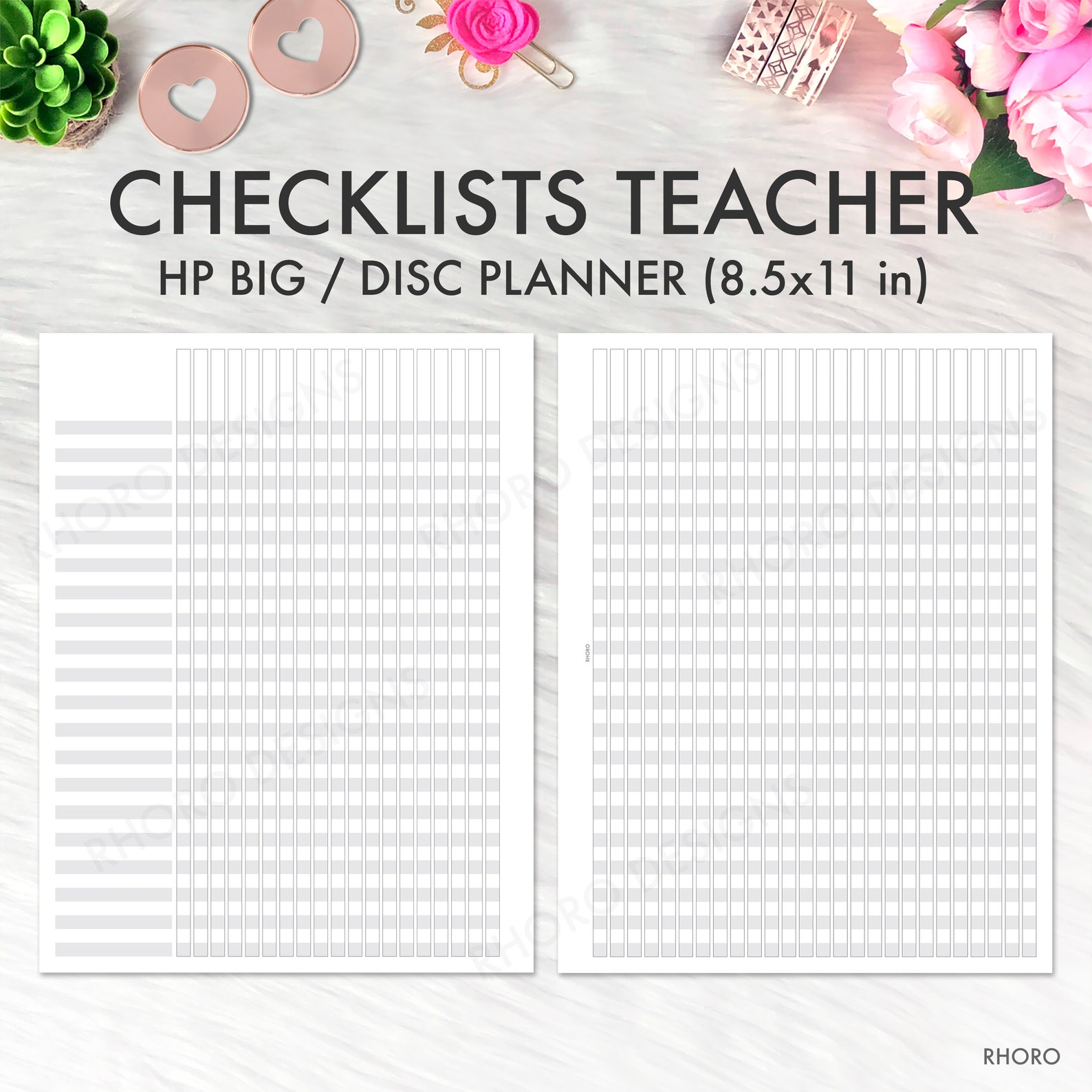 Big Teacher Happy Planner Classroom Checklist Printable Insert, Teacher ...