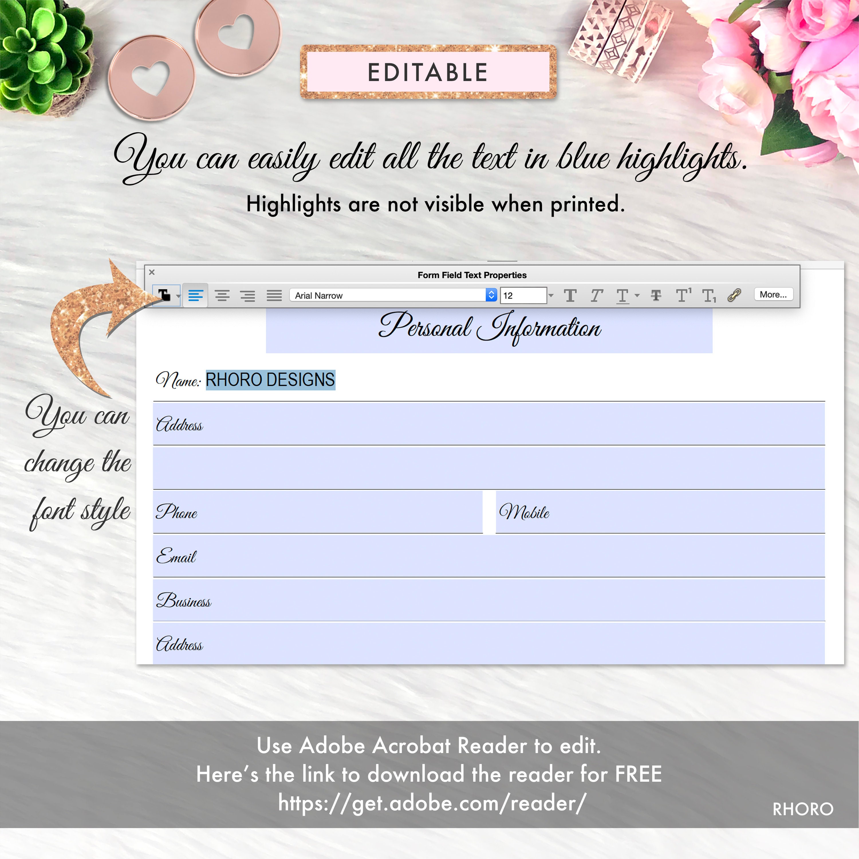 EDITABLE Happy Planner Classic Personal Information Printable | Etsy