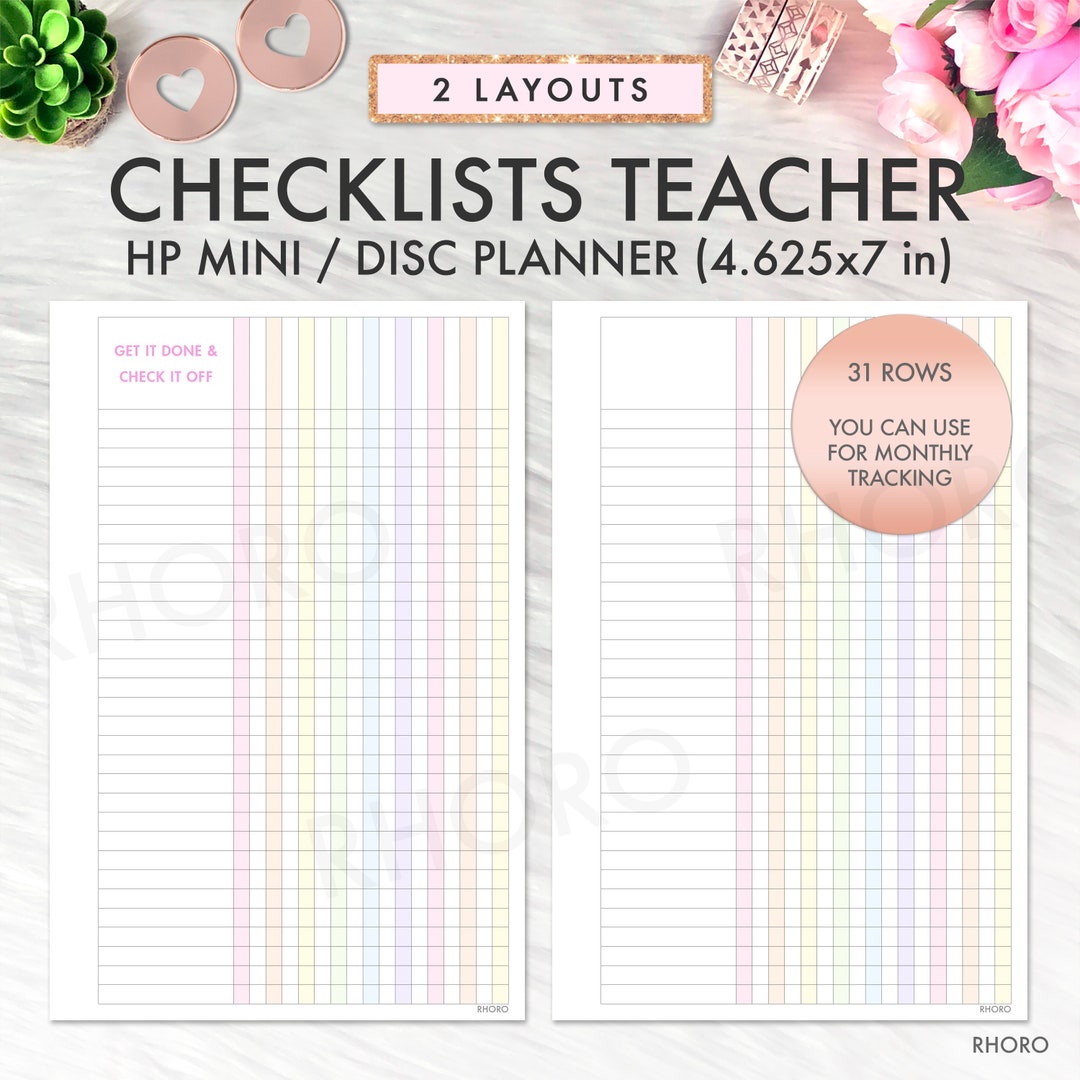 Checklist Classroom Printable Insert Happy Planner Mini, Teacher ...