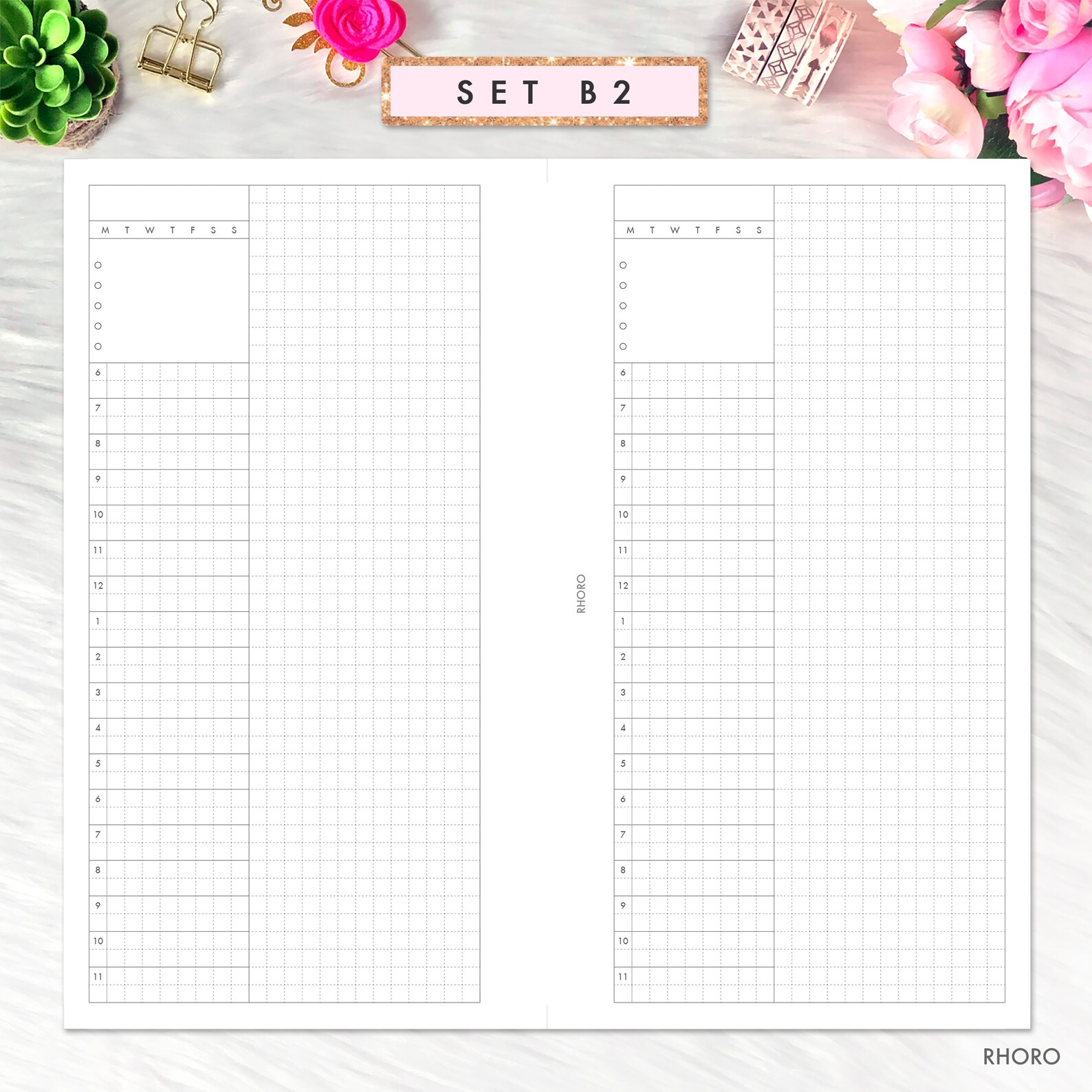 Personal Ring Printable Insert Daily Grid Set B Personal | Etsy