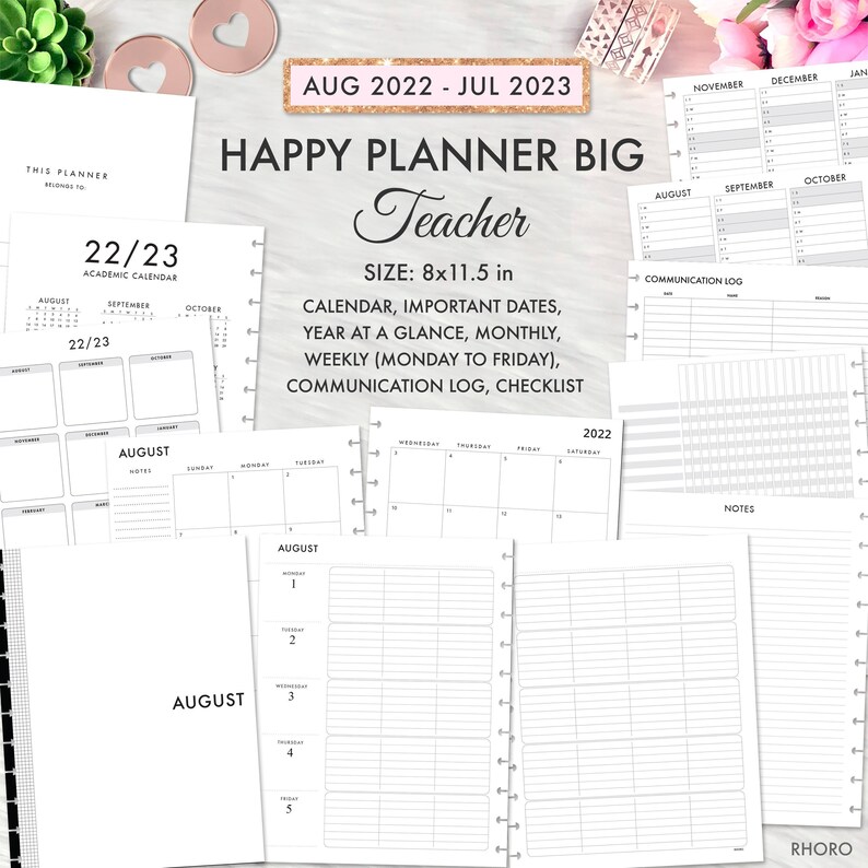 Happy Planner Printable Teacher Planner 2022 2023 Teacher - Etsy