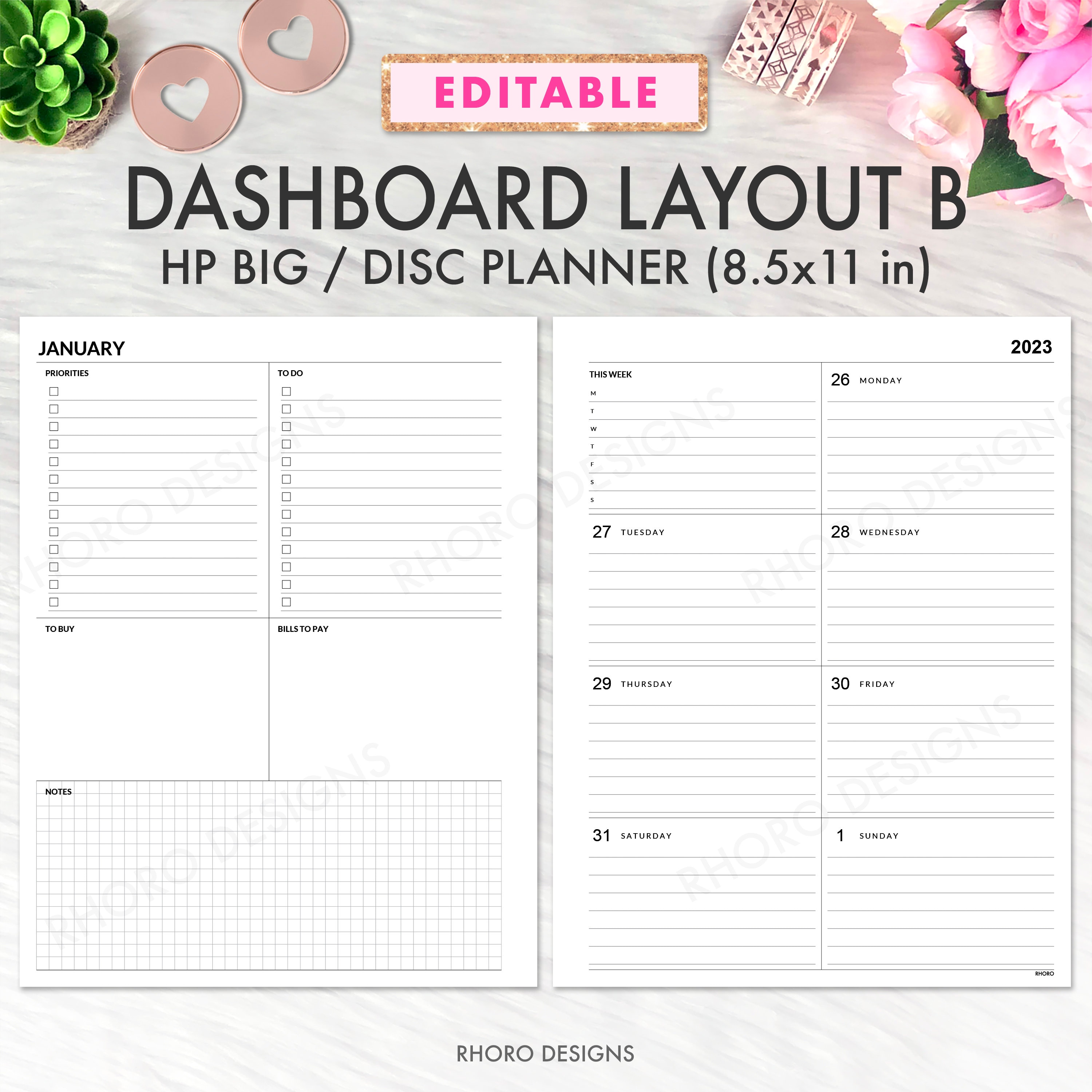 EDITABLE Happy Planner Big Dashboard Happy Planner Big - Etsy