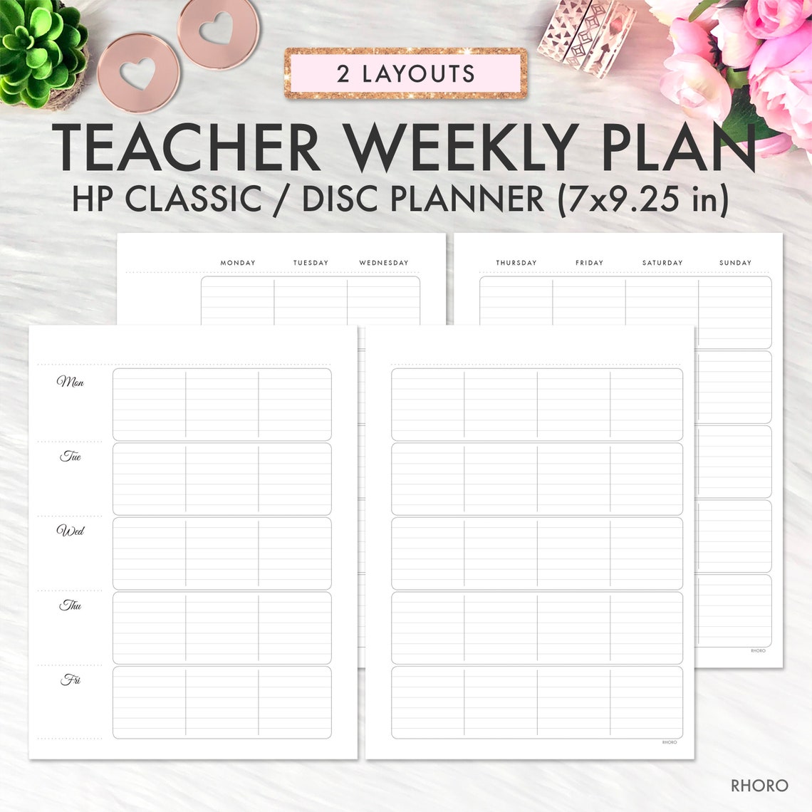 Happy Planner Classic Teacher Weekly Plan Printable Inserts - Etsy
