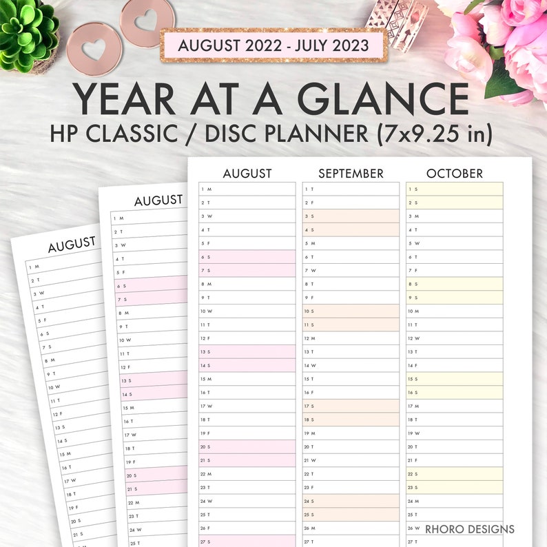 Happy Planner Printable Teacher Planner Year at A Glance 2022 - Etsy