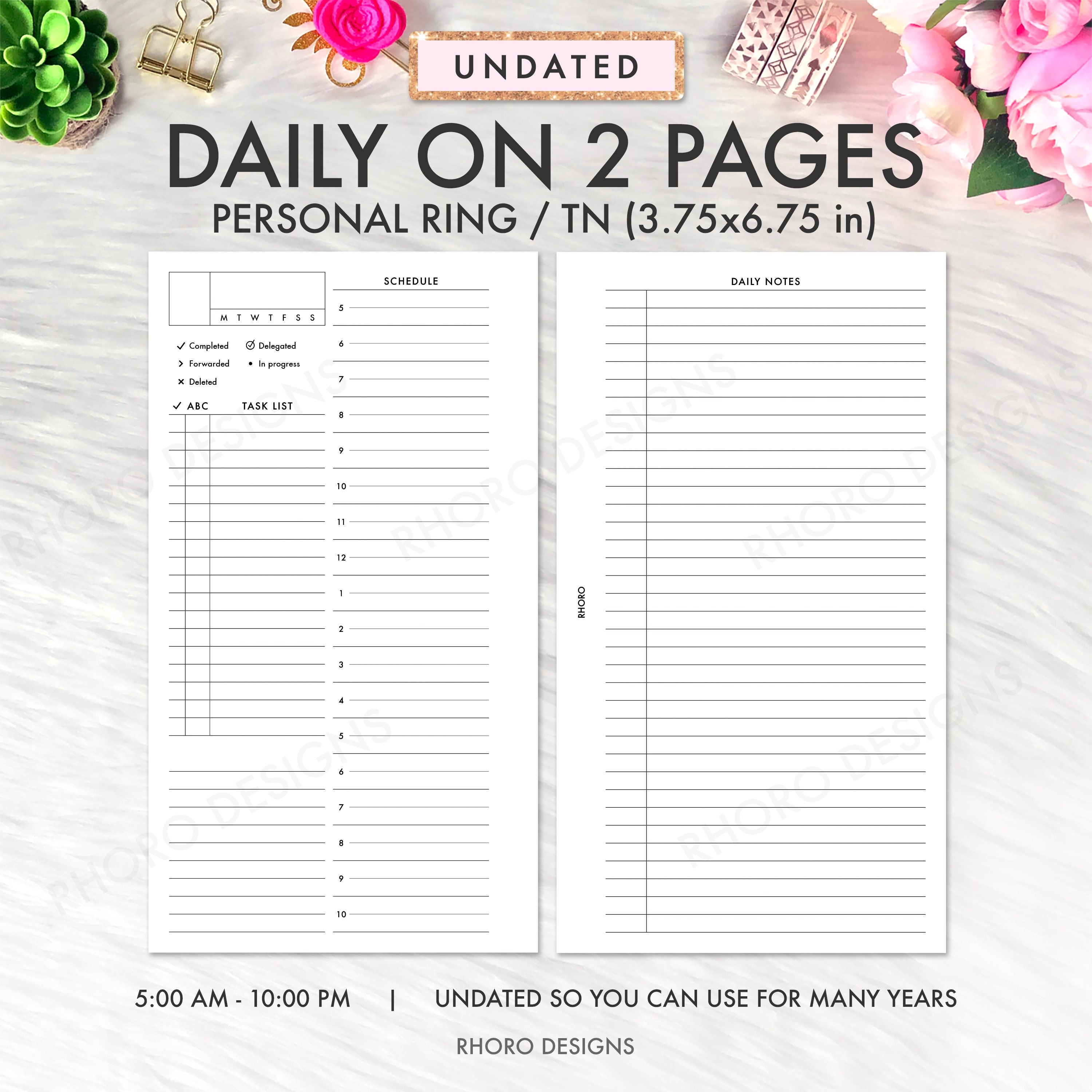 Personal Planner Inserts Printable Daily Inserts Daily With - Etsy