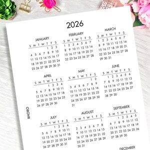 Pocket Ring Inserts Printable Calendar 2025 2026, Pocket Planner ...