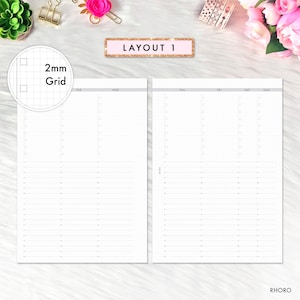 A5 Planner Inserts Printable, Weekly Vertical on 2 Pages Undated Grid ...