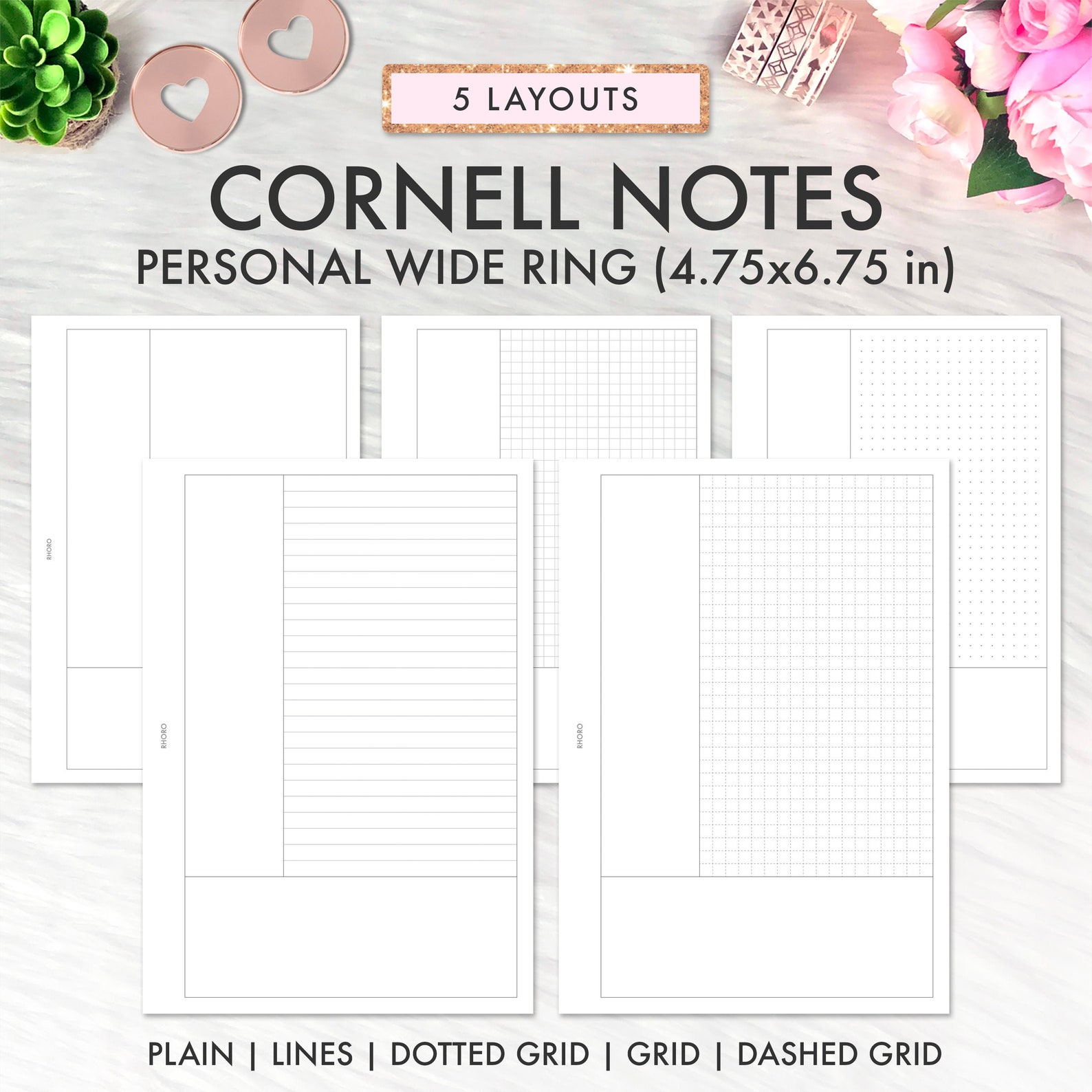 Personal Wide Inserts Printable Cornell Notes Student Note - Etsy