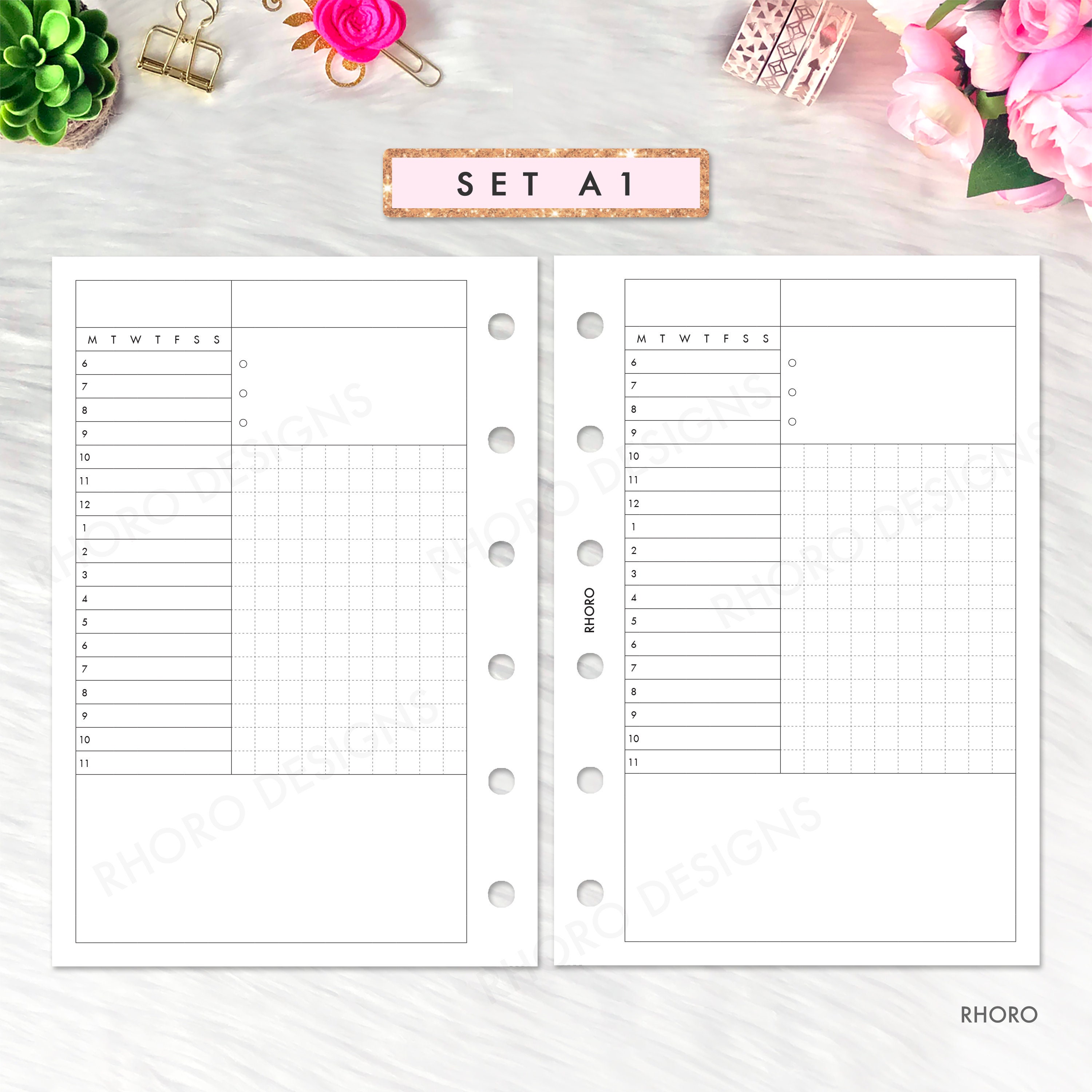 Pocket Rings Inserts Daily Grid Set A Pocket Rings - Etsy