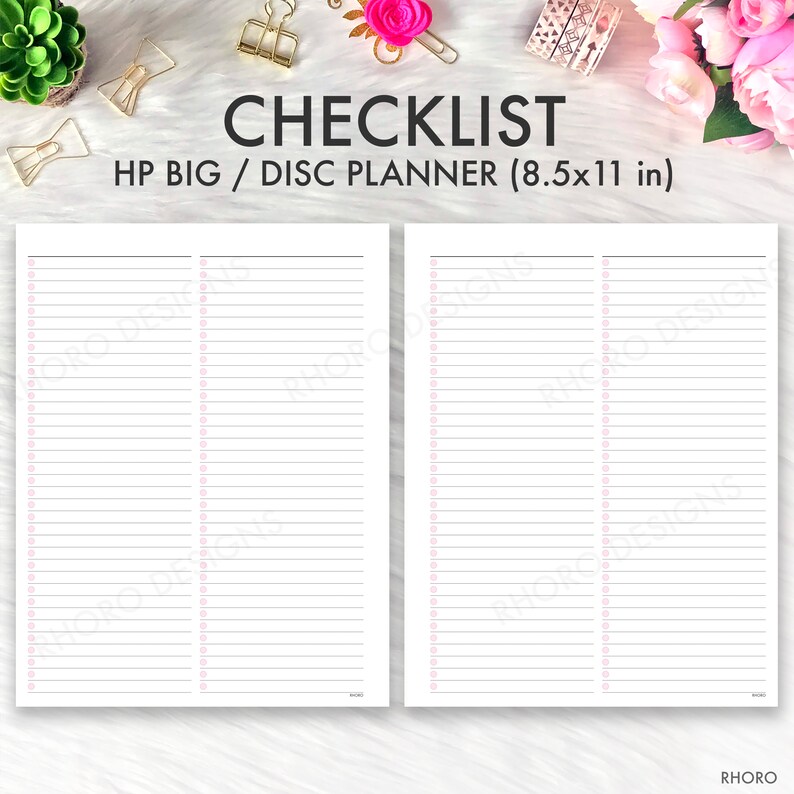 BIG Happy Planner CHECKLIST Printable Inserts, to Do Big Happy Planner ...