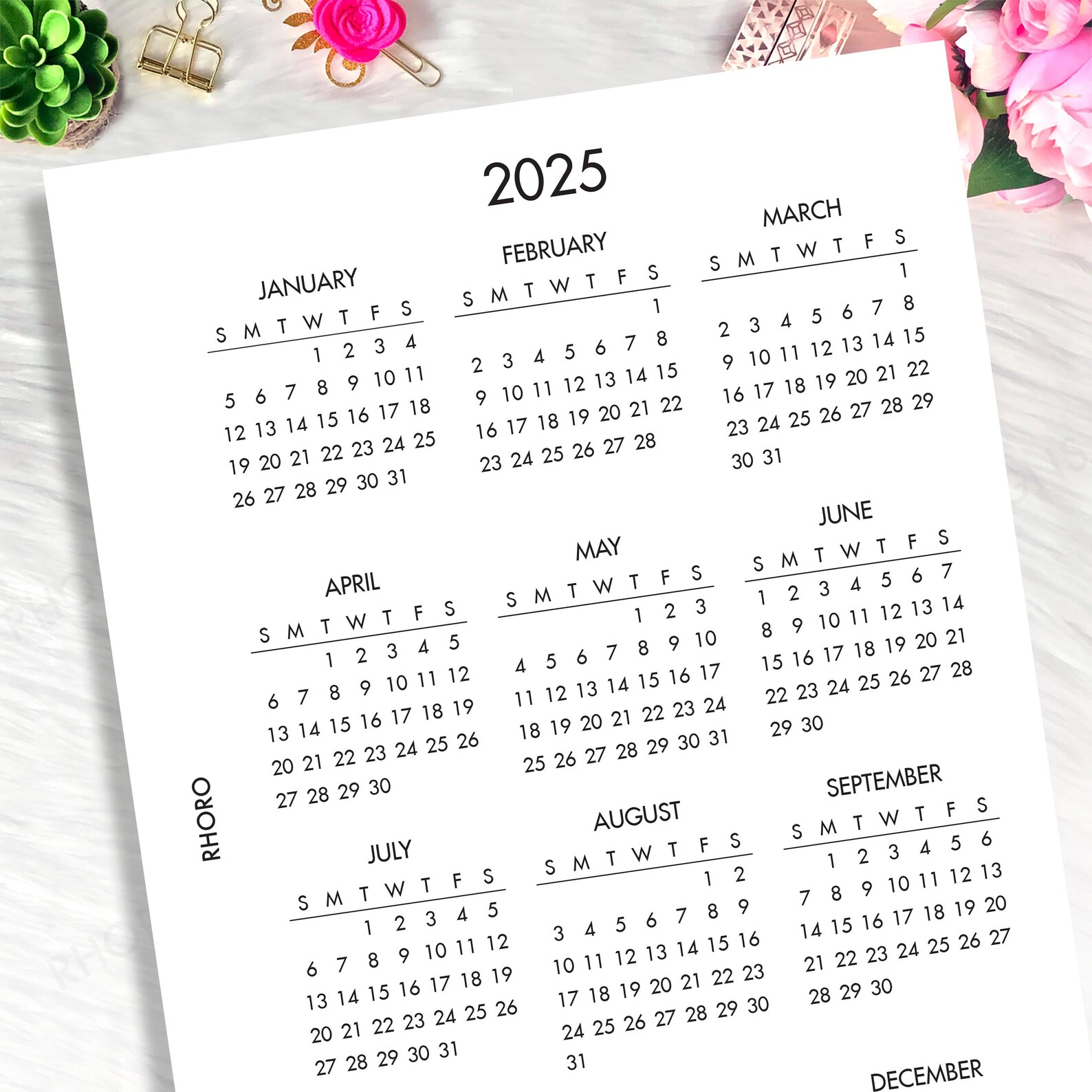 Pocket Ring Inserts Printable Calendar 2025 2026, Pocket Planner ...
