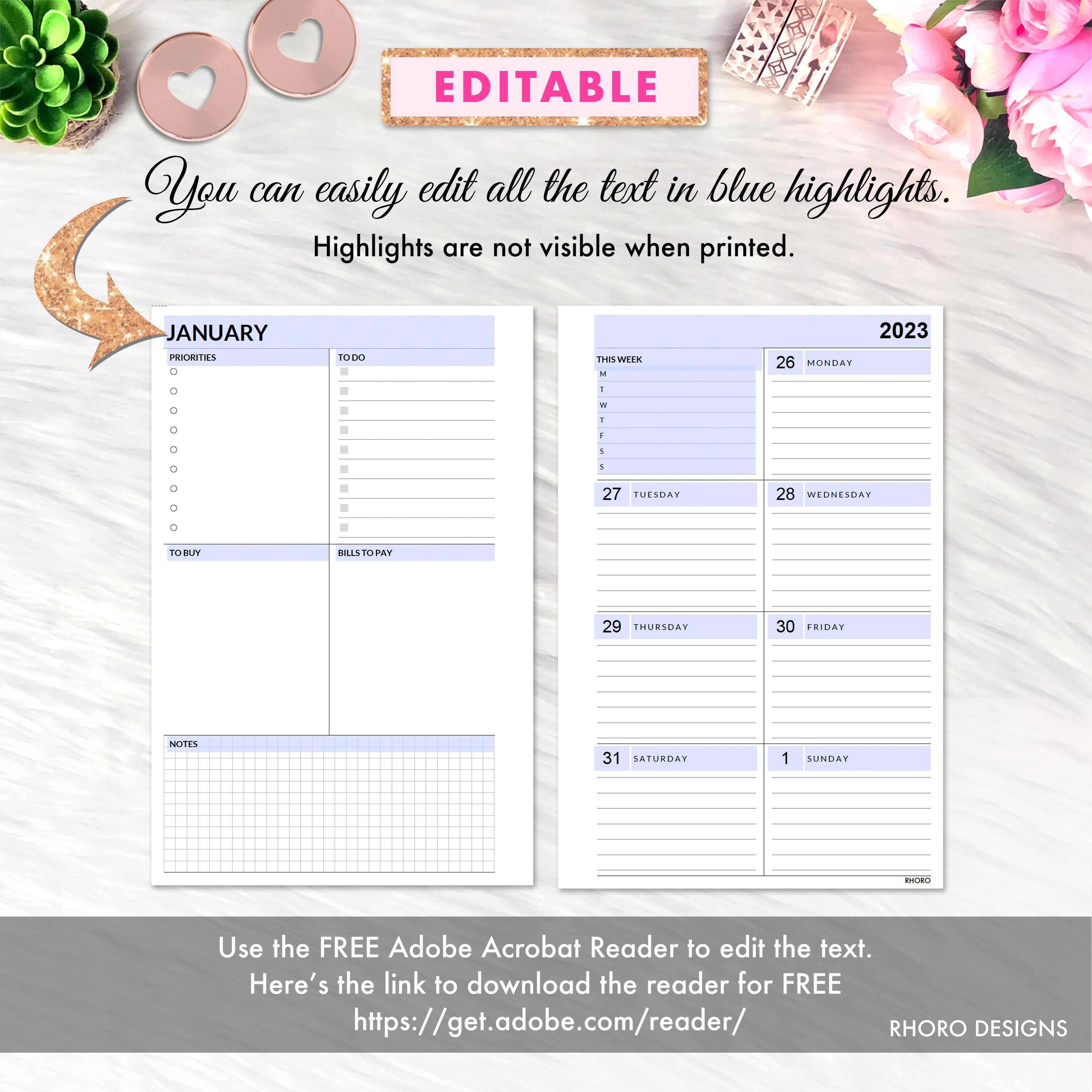 EDITABLE Happy Planner Mini Dashboard Layout Printable Insert - Etsy