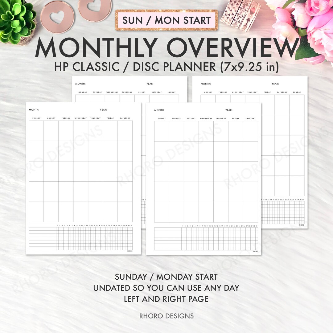 Happy Planner Classic Inserts, Happy Planner Month on One Page MO1P ...