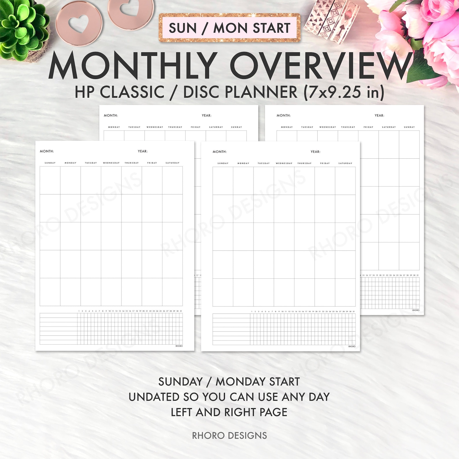 Happy Planner Classic Inserts, Happy Planner Month on One Page MO1P ...