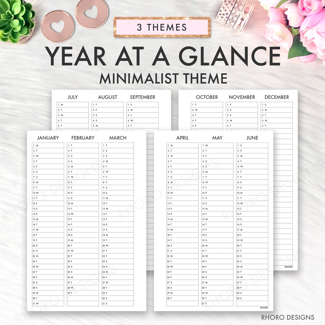 Mini Happy Planner Printable Inserts, 2025 Year at A Glance, MINI HAPPY ...
