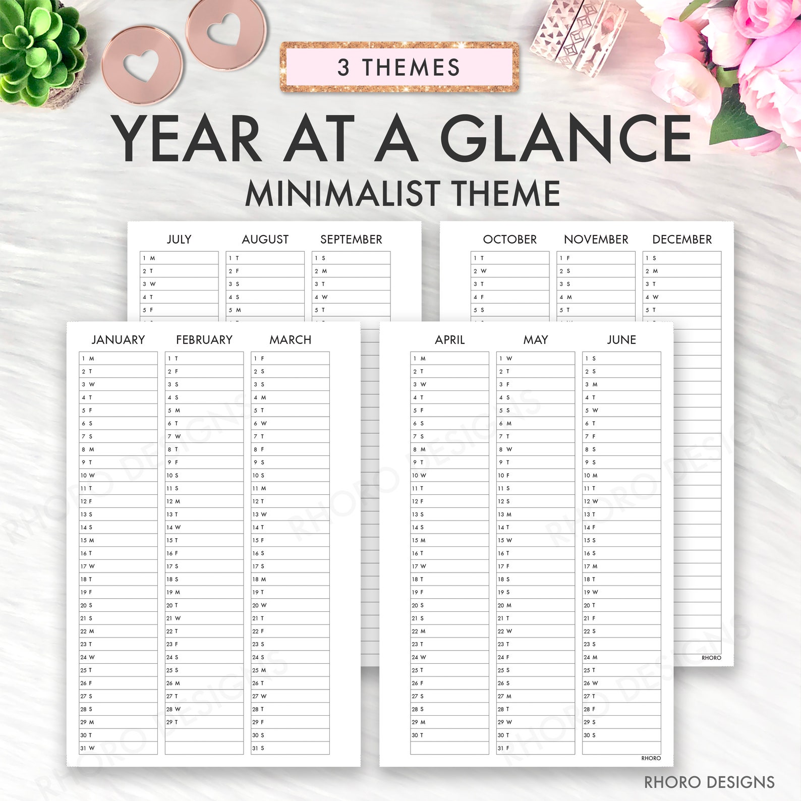 Mini Happy Planner Printable Inserts, 2025 Year at A Glance, MINI HAPPY ...