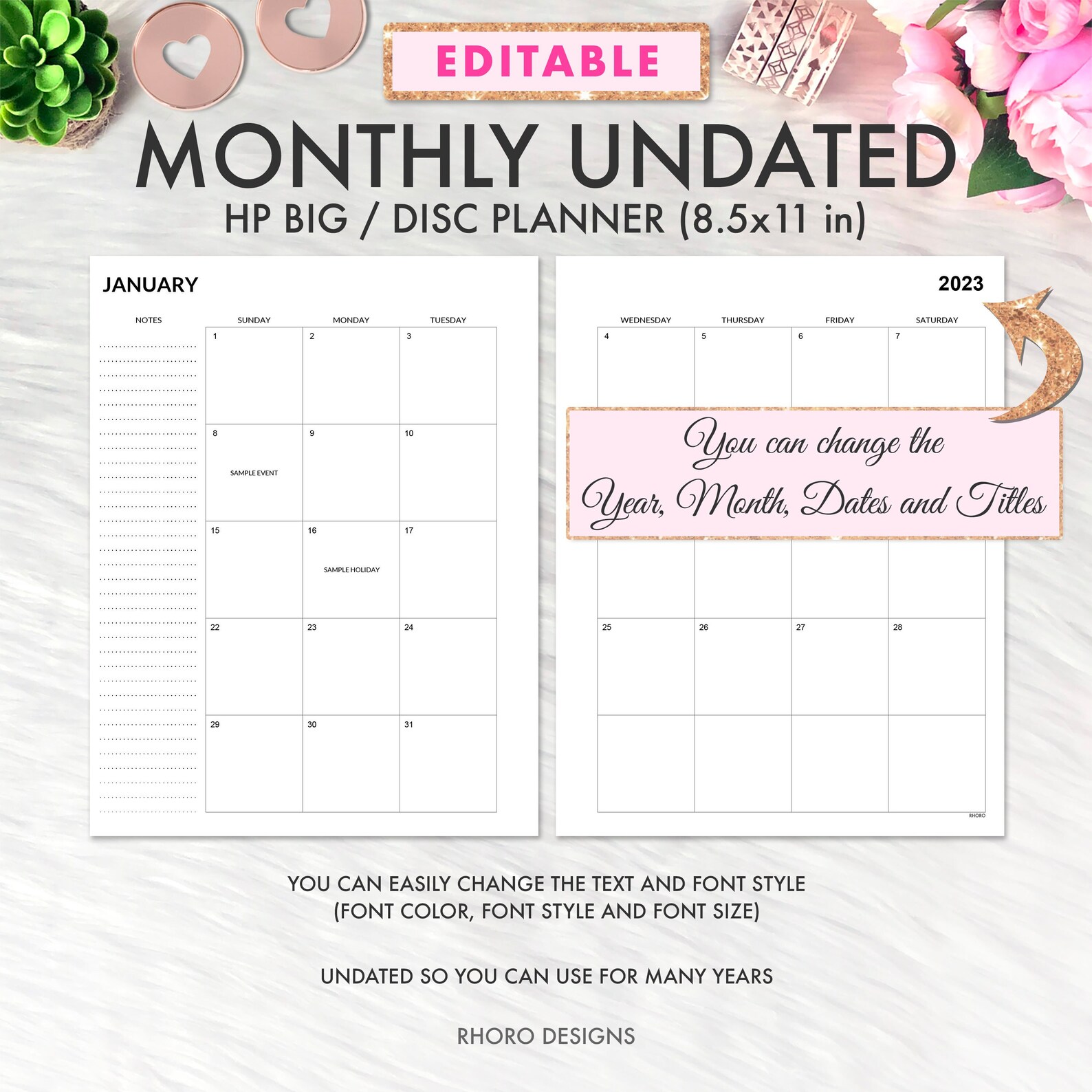 EDITABLE Happy Planner Big Inserts Monthly Planner Month - Etsy