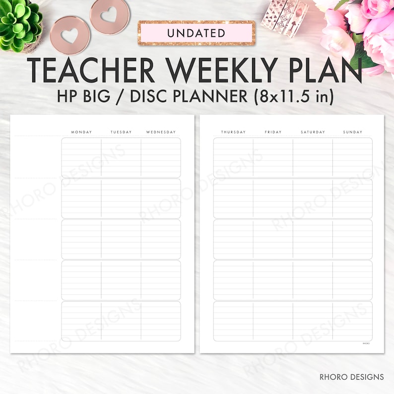 Teacher Happy Planner Big Printable Insert, Teacher Weekly Plan Insert ...