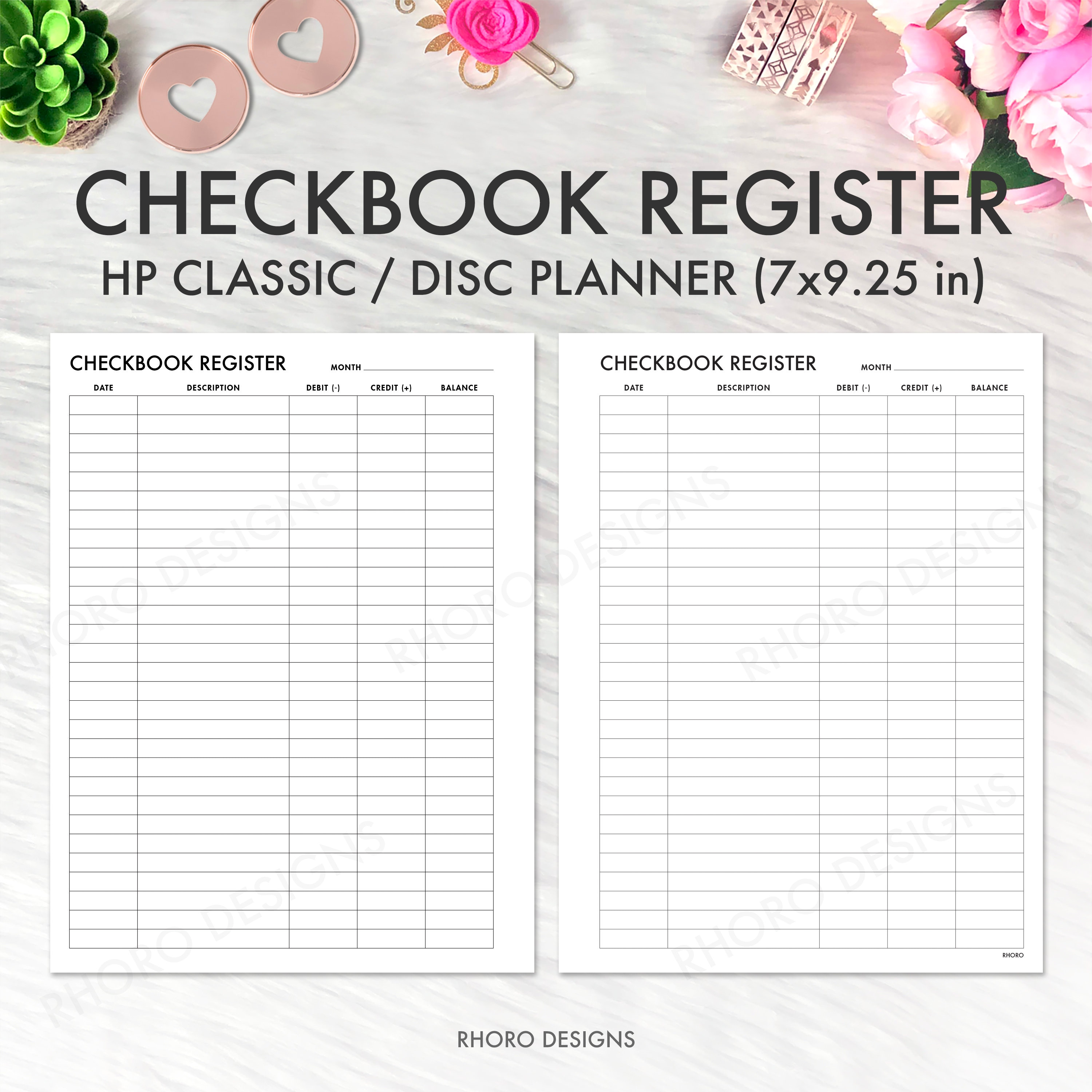 CHECKBOOK REGISTER Happy Planner Classic Printable Insert, CHECK ...