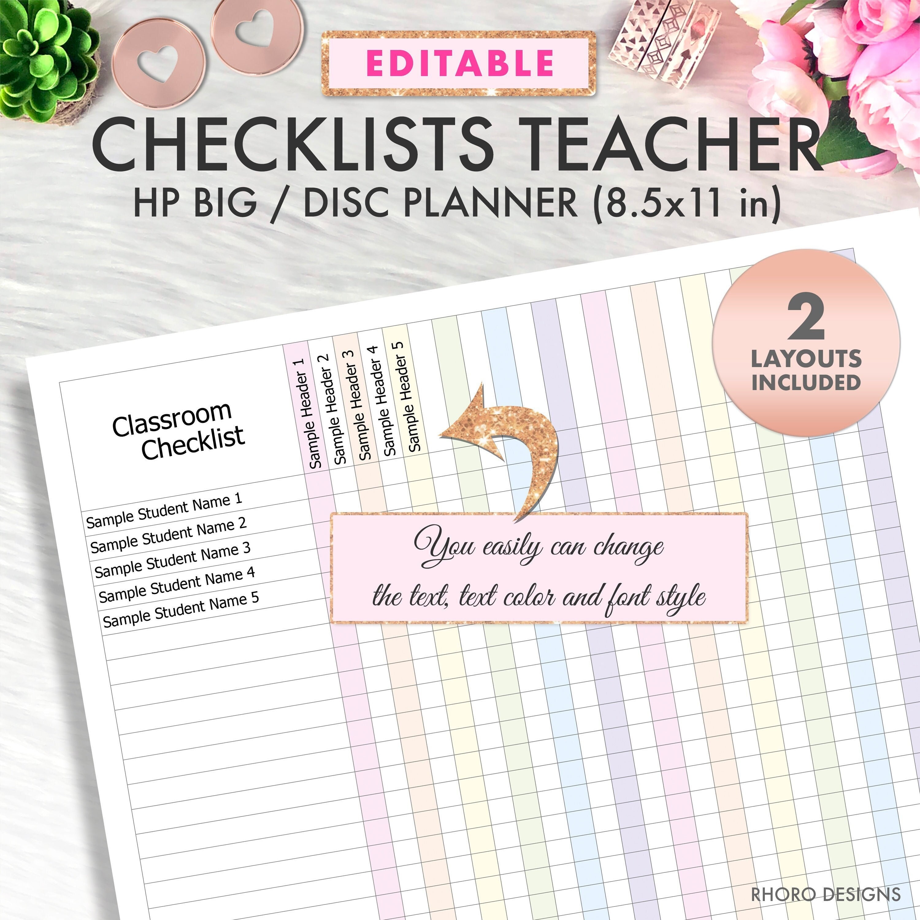EDITABLE Teacher Happy Planner Big Classroom Checklist - Etsy