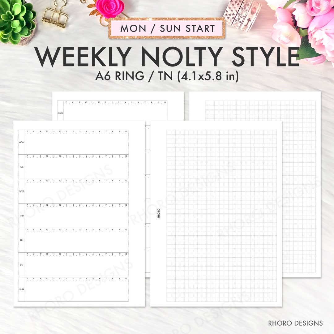 A6 Planner Inserts, A6 Inserts, A6 Weekly Insert Printable, Weekly ...