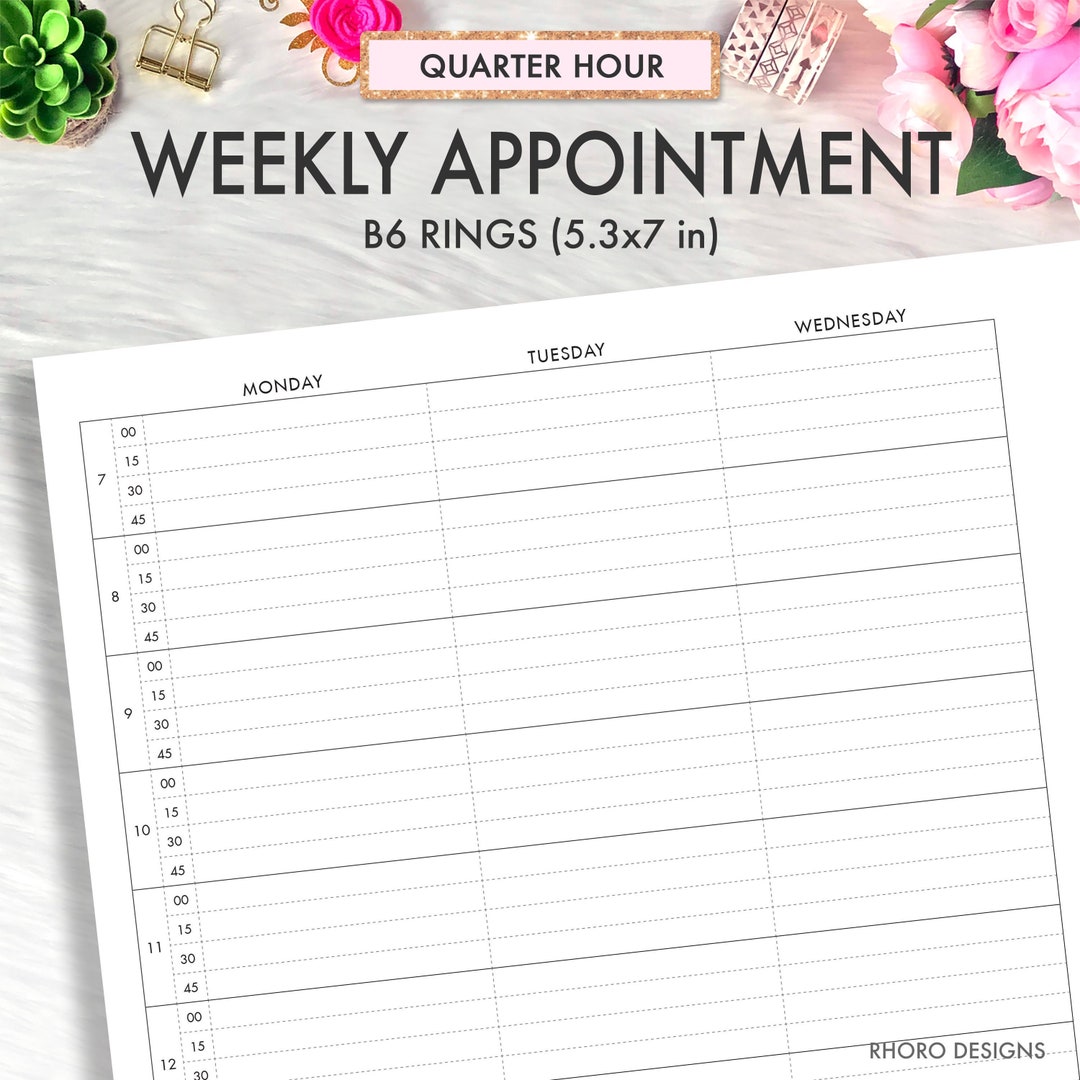 B6 Rings Inserts Printable, B6 Rings Planner Inserts, B6 Rings Printable, B6 Rings Weekly ...