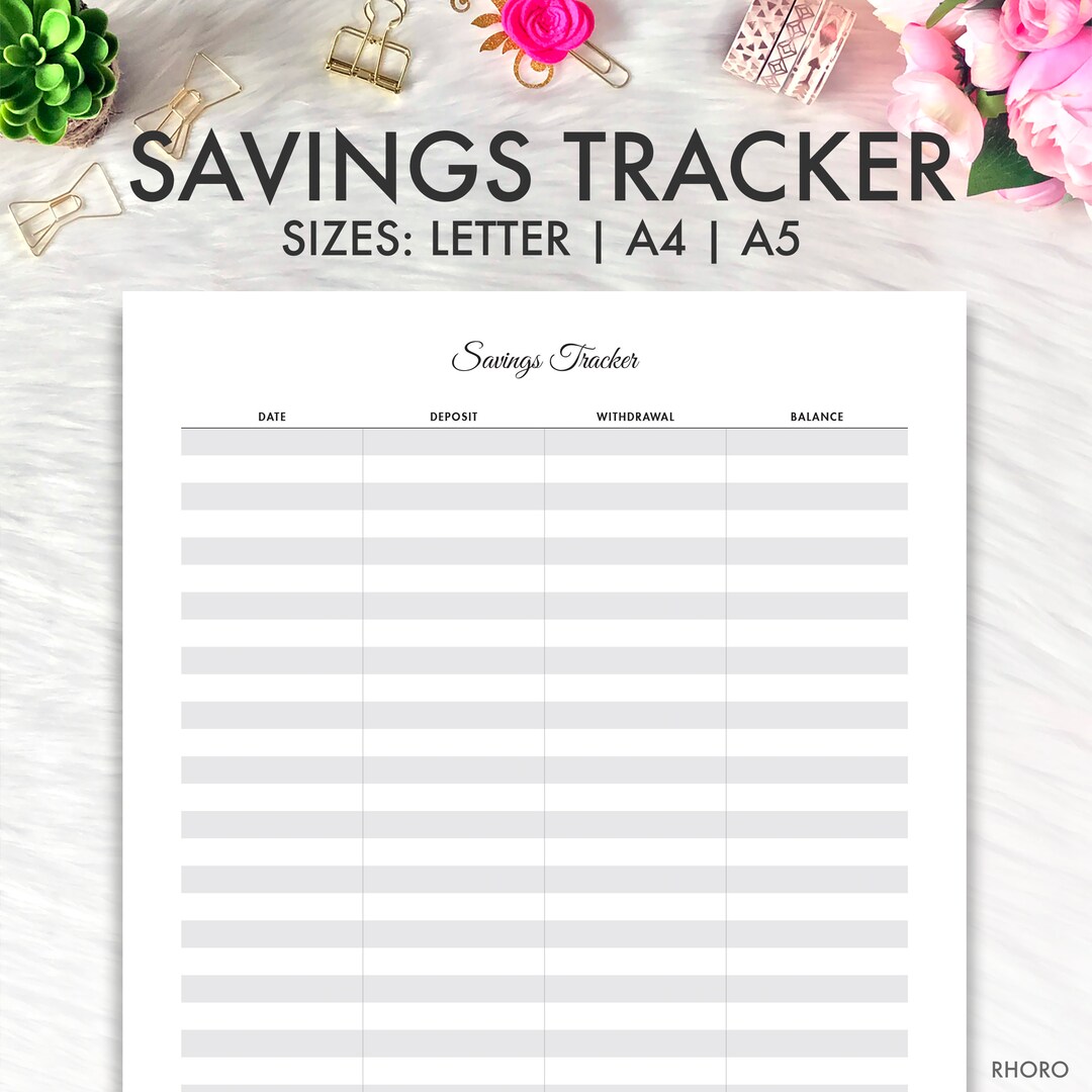 SAVINGS TRACKER, Savings Tracker PRINTABLE, Savings Log, Saving Tracker ...