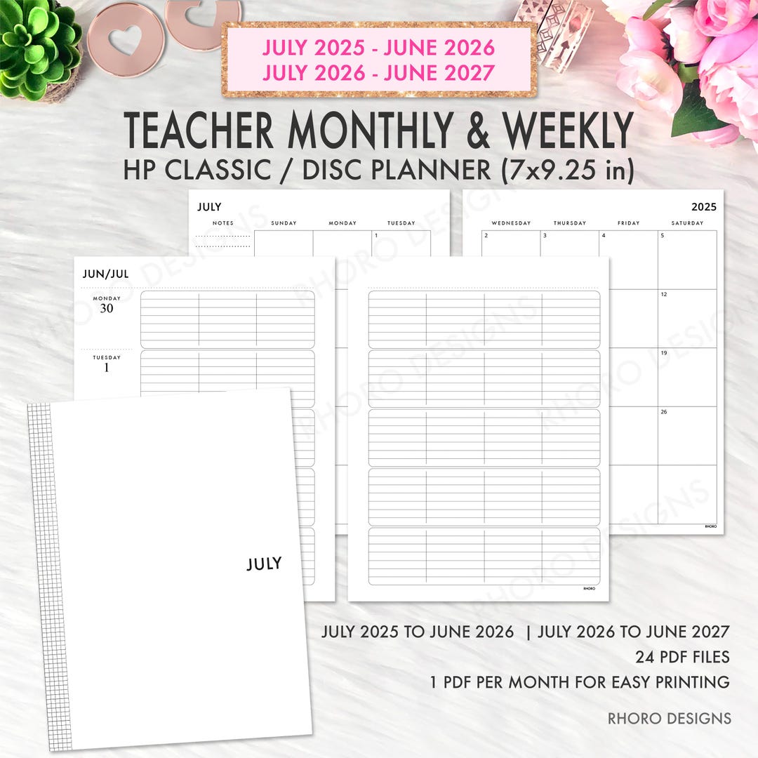 Happy Planner Classic Teacher Weekly Plan Printable Inserts, Teacher ...