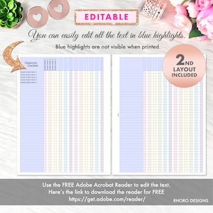 EDITABLE Teacher Happy Planner Big Classroom Checklist Printable Insert ...