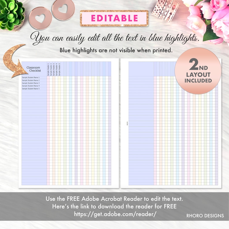 EDITABLE Teacher Happy Planner Big Classroom Checklist Printable Insert ...