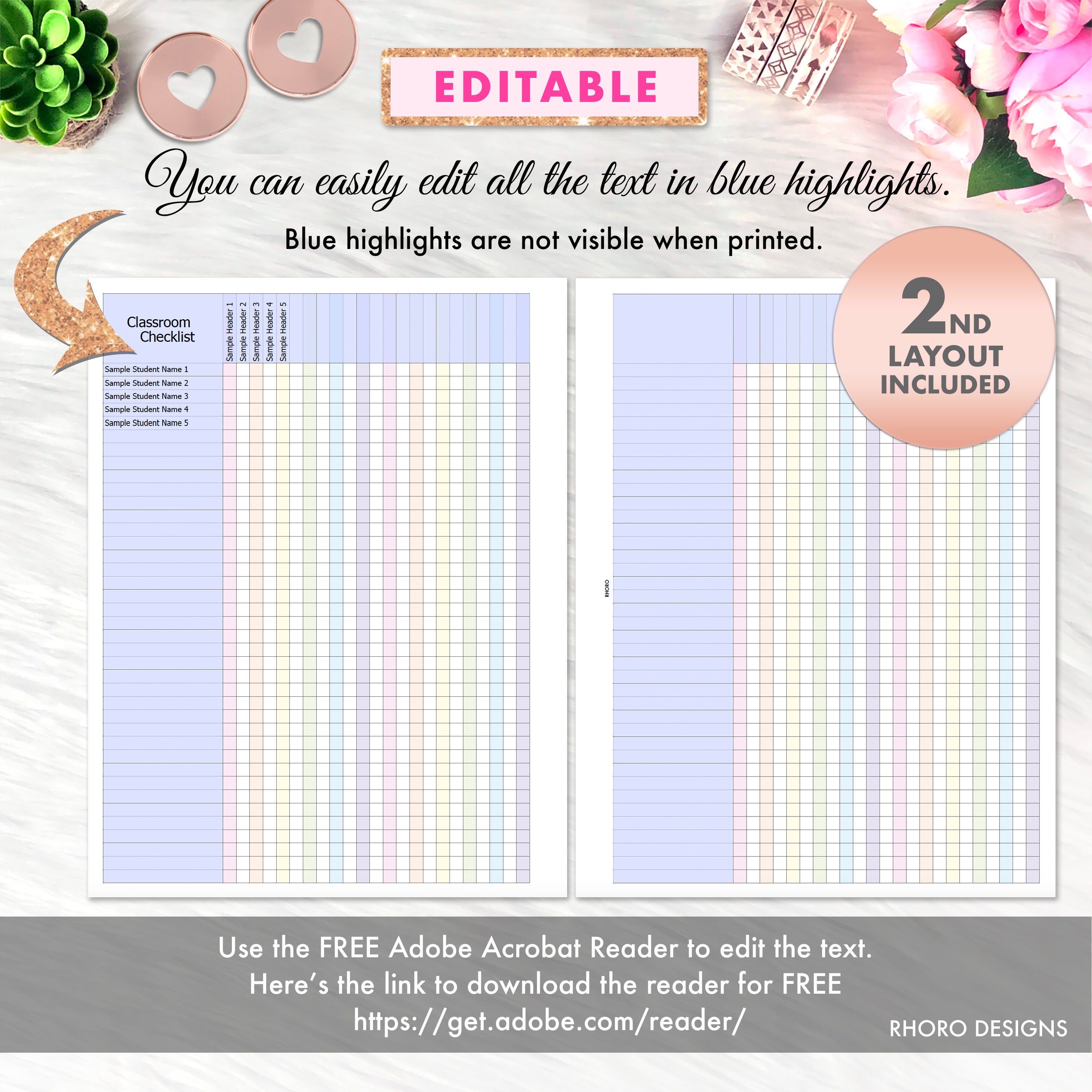 EDITABLE Teacher Happy Planner Big Classroom Checklist Printable Insert ...