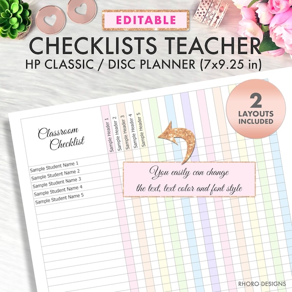 EDITABLE Teacher Happy Planner Classic Classroom Checklist - Etsy