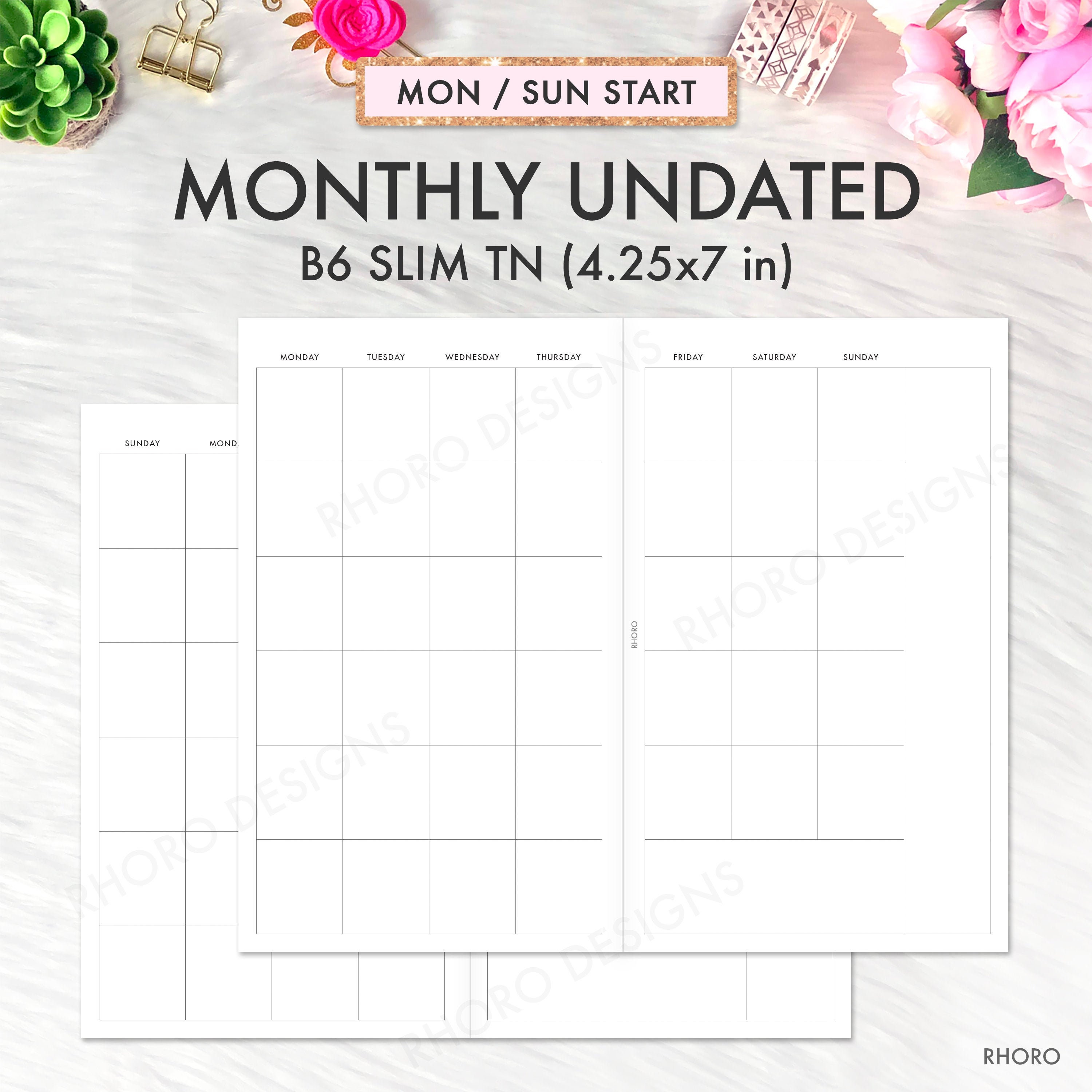 B6 Slim Printable Inserts B6 Slim Inserts B6 Slim Printable | Etsy