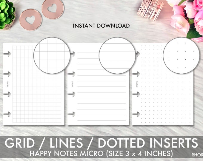Happy Planner Micro Notes (3 X 4”) Disc Planner Daily, Weekly Printed ...
