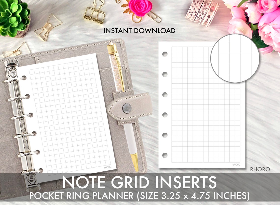 POCKET RING INSERT Bundle Printable Insert Filofax Pocket | Etsy