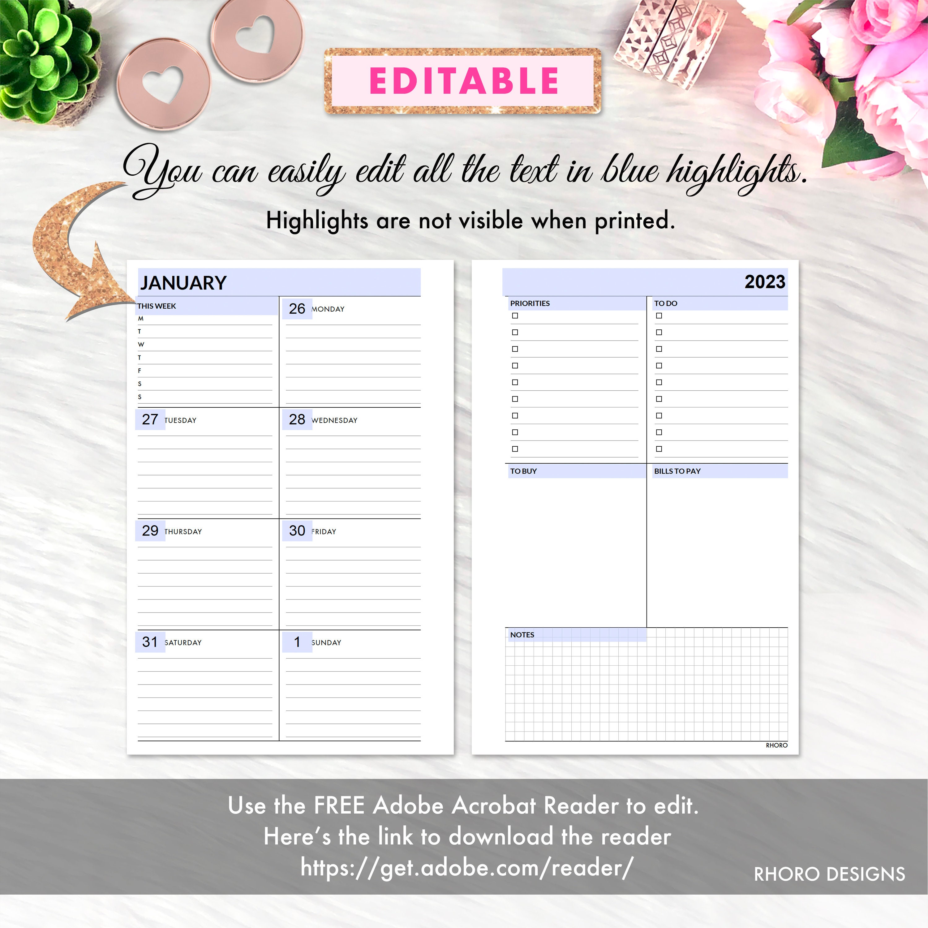 EDITABLE Happy Planner Mini Dashboard Layout Printable Insert - Etsy