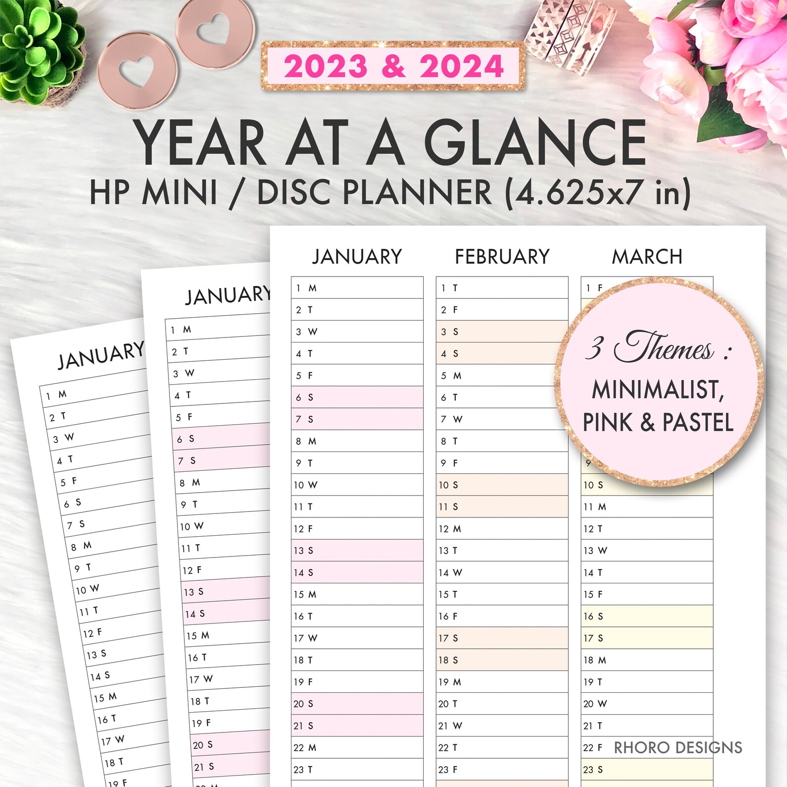 Mini Happy Planner Printable Inserts 2023 Year at A Glance - Etsy
