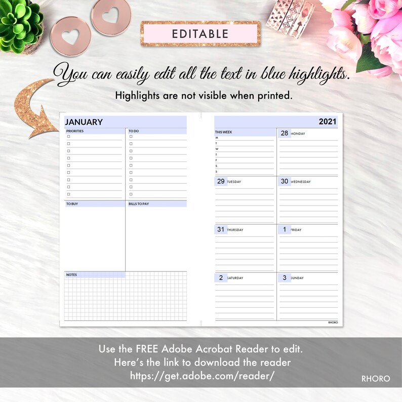 EDITABLE Happy Planner Mini Printable Happy Planner Mini | Etsy