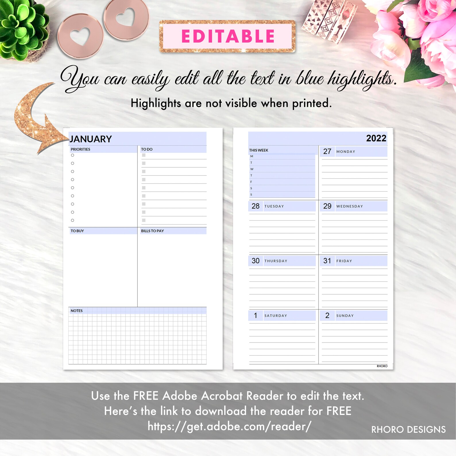 EDITABLE Happy Planner Mini Dashboard Layout Printable Insert - Etsy
