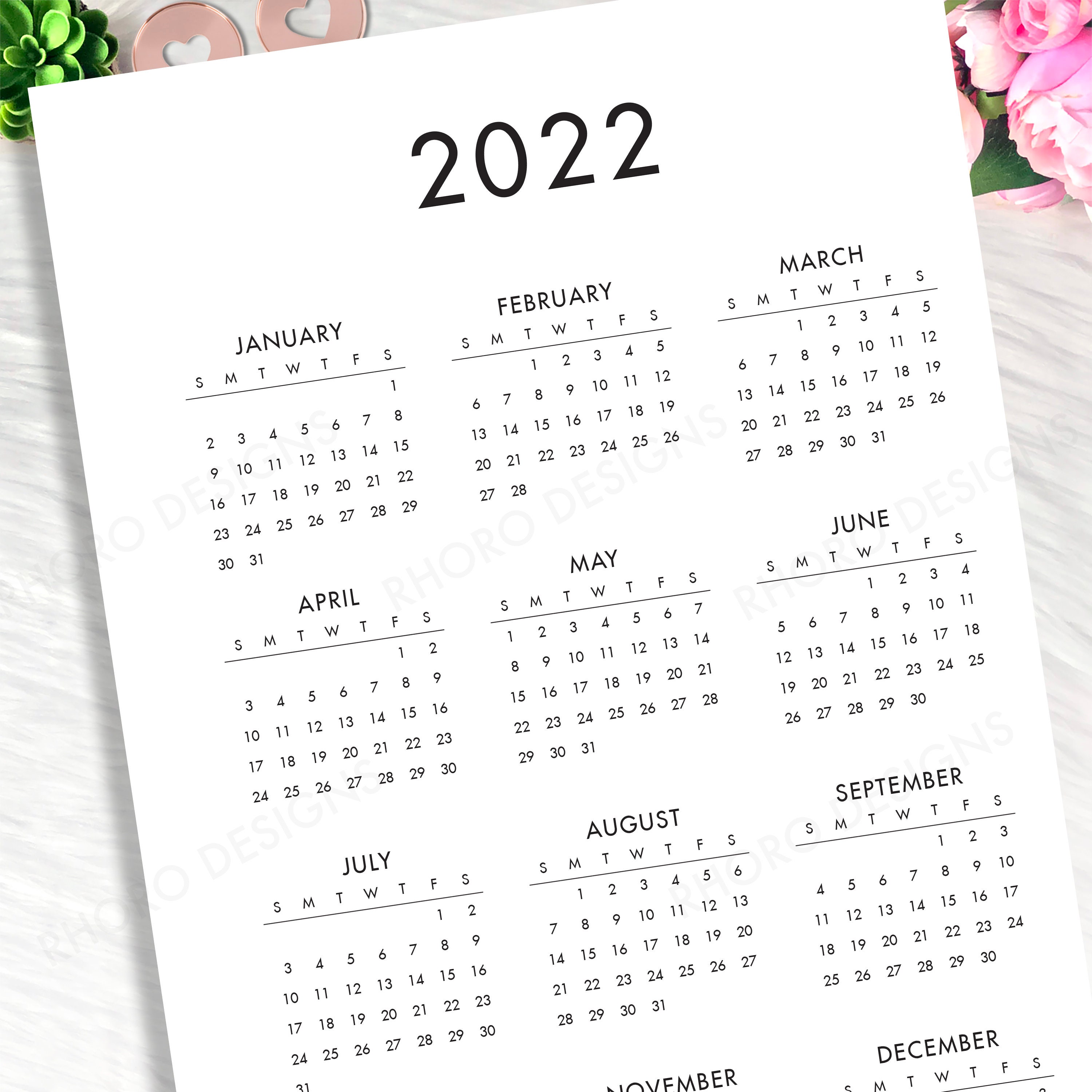 Happy Planner Mini Calendar Printable Inserts 2022 Calendar - Etsy